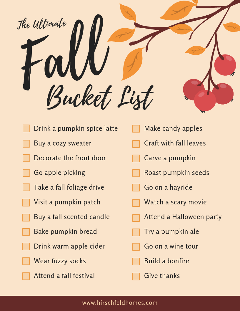 Ultimate Fall Bucket List Hirschfeld